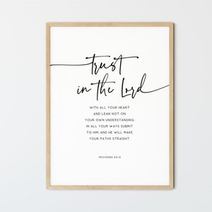 Proverbs 3:5-6 Bible Verse Wall Art Scripture Prints Modern Minimalist ...