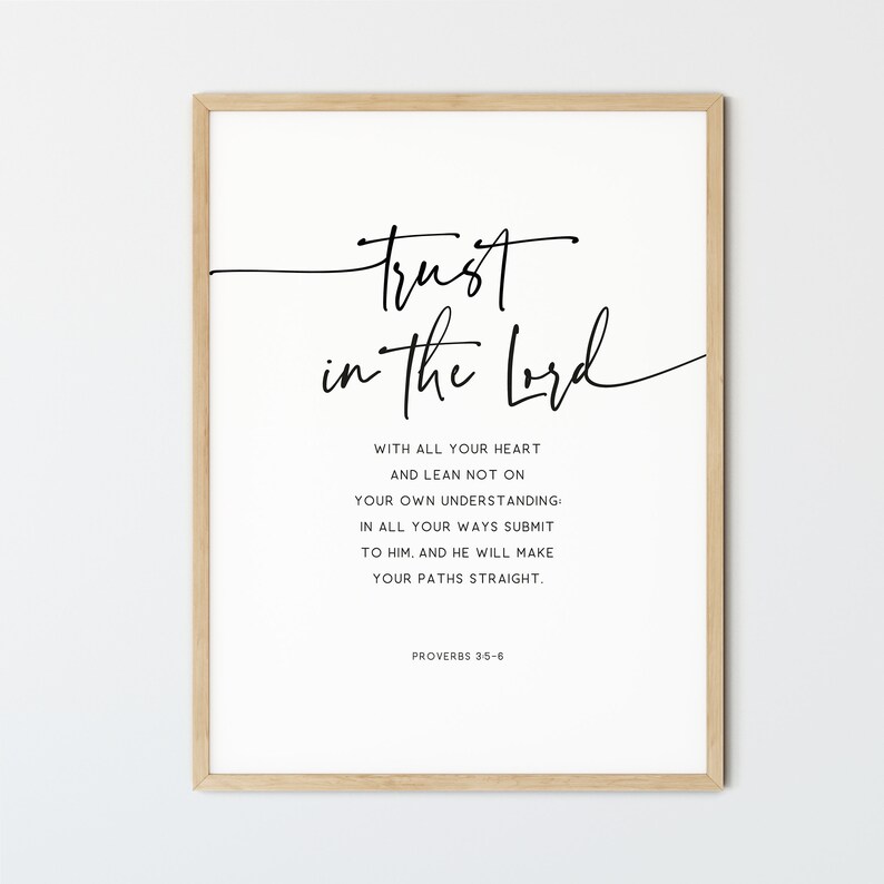 Proverbs 3:5-6 Bible Verse Wall Art Scripture Prints Modern - Etsy