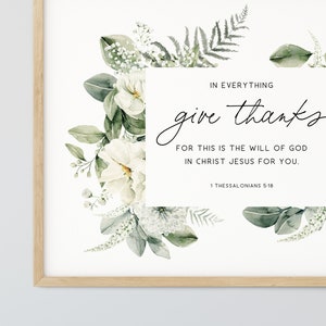 1 Thessalonians 5:18 Give Thanks Bible Verse Wall Art, Scripture Print ...