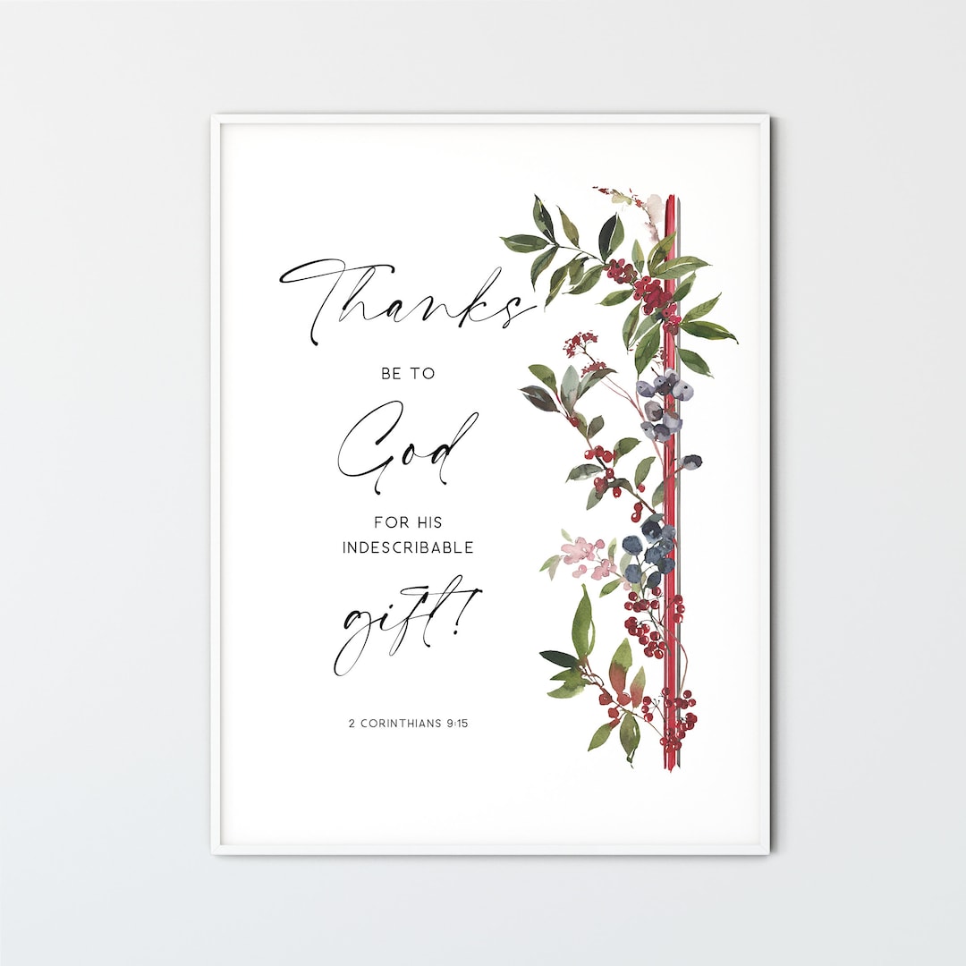 2 Corinthians 9:15 Christmas Scripture Printable Wall Art Bible Verse ...