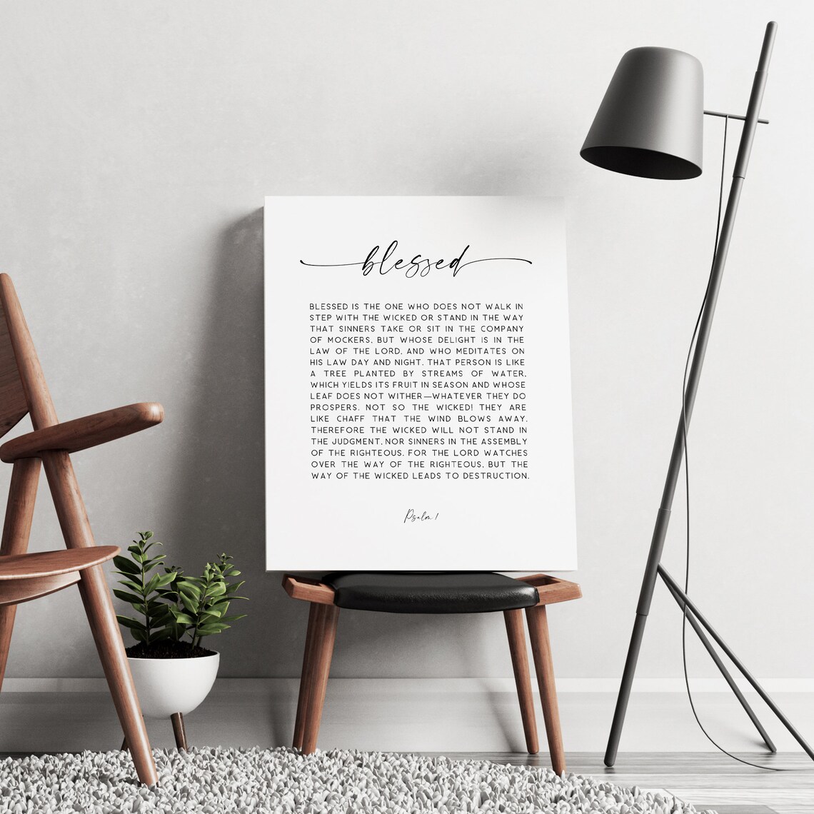 Psalm 1 Bible Verse Wall Art Psalm Print Christian Wall Art | Etsy