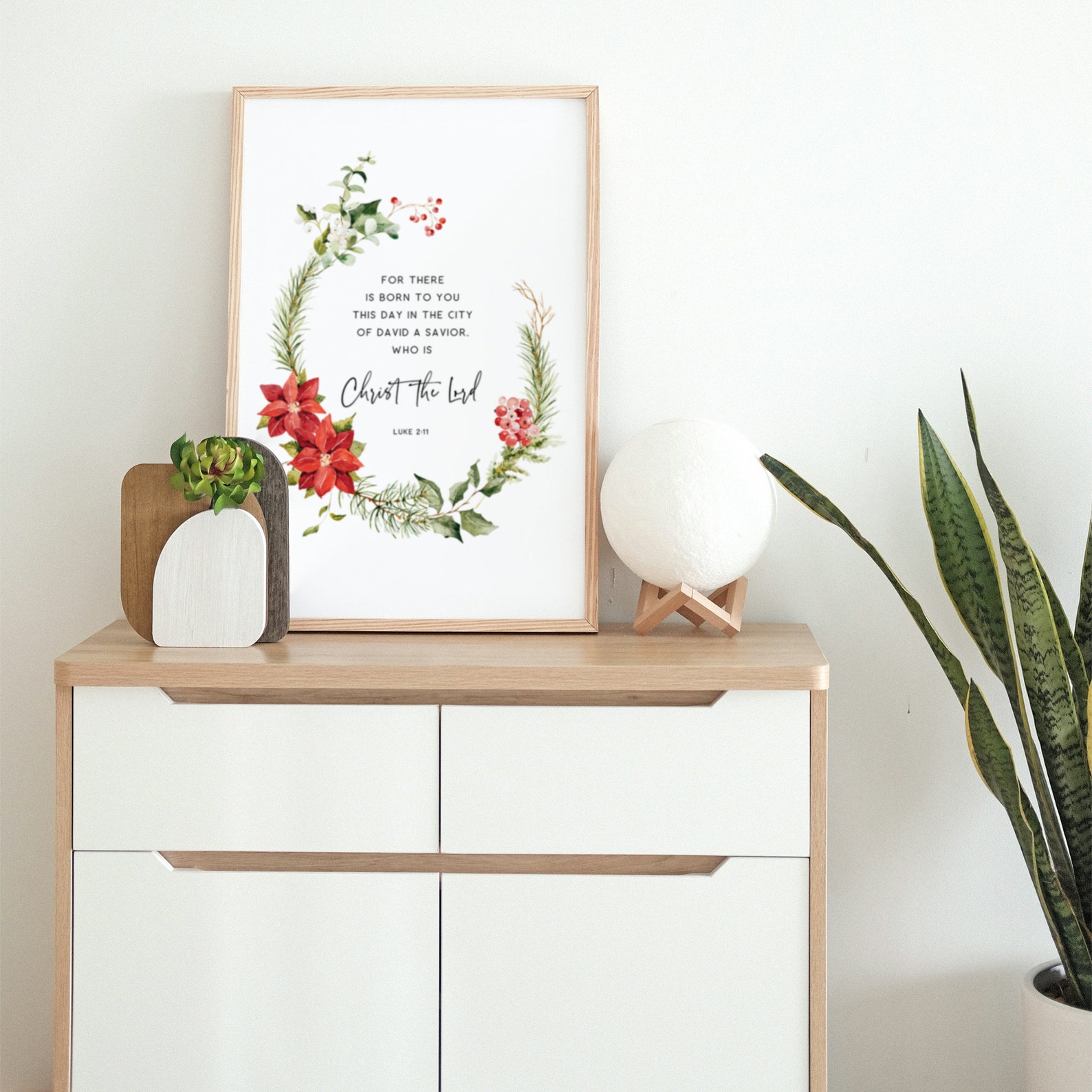 Luke 2:11, Christmas Bible Verse Wall Art Watercolor Holiday Home Decor ...