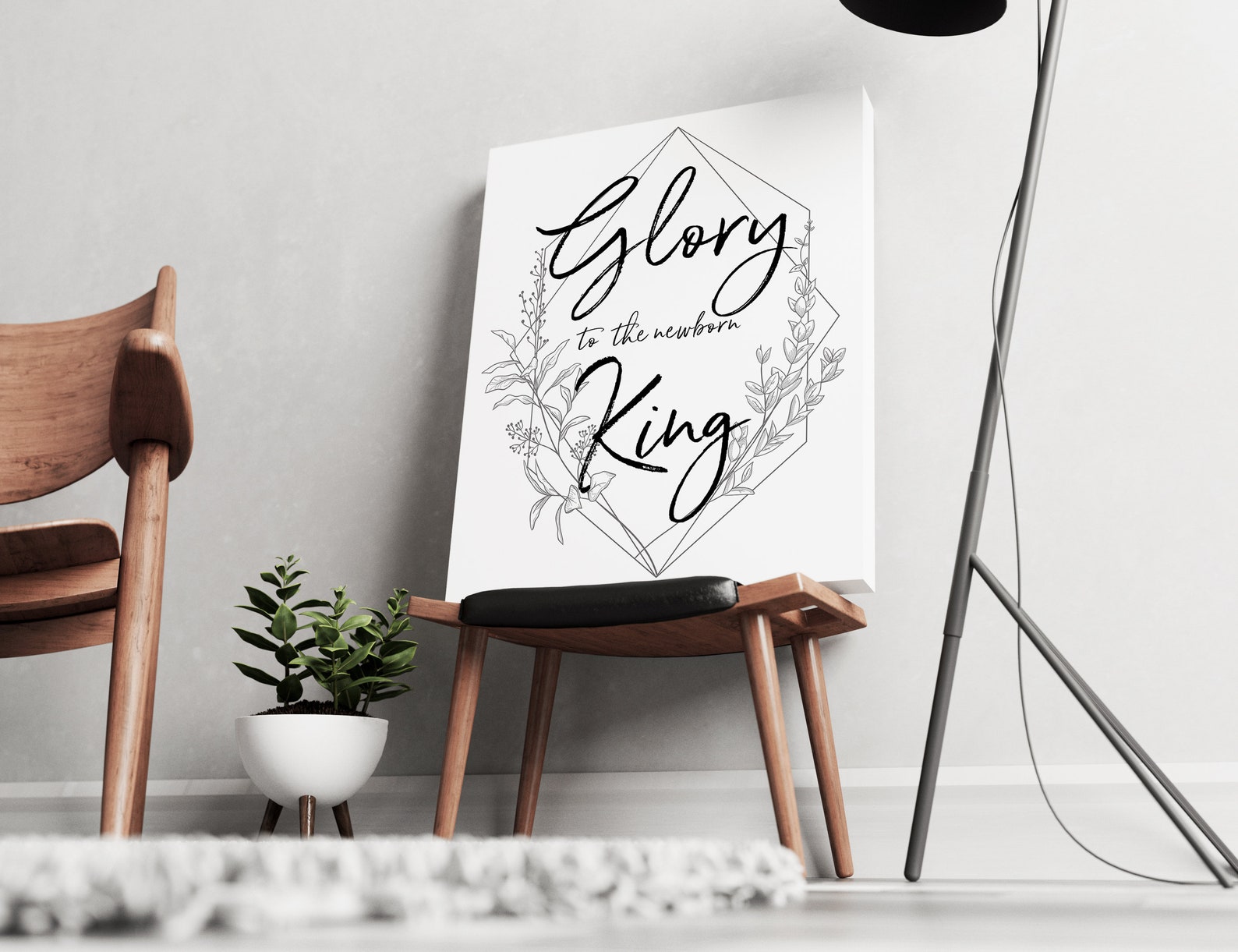 Glory to the Newborn King Christmas Printables, Modern Christian Wall ...