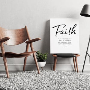 Hebrews 11:1 Faith Scripture Print, Bible Verse Quote Poster Wall Art ...