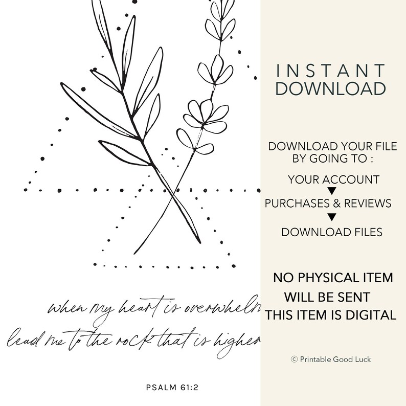 Psalm 61:2 Bible Verse Wall Art Print Modern Scripture Wall Art ...