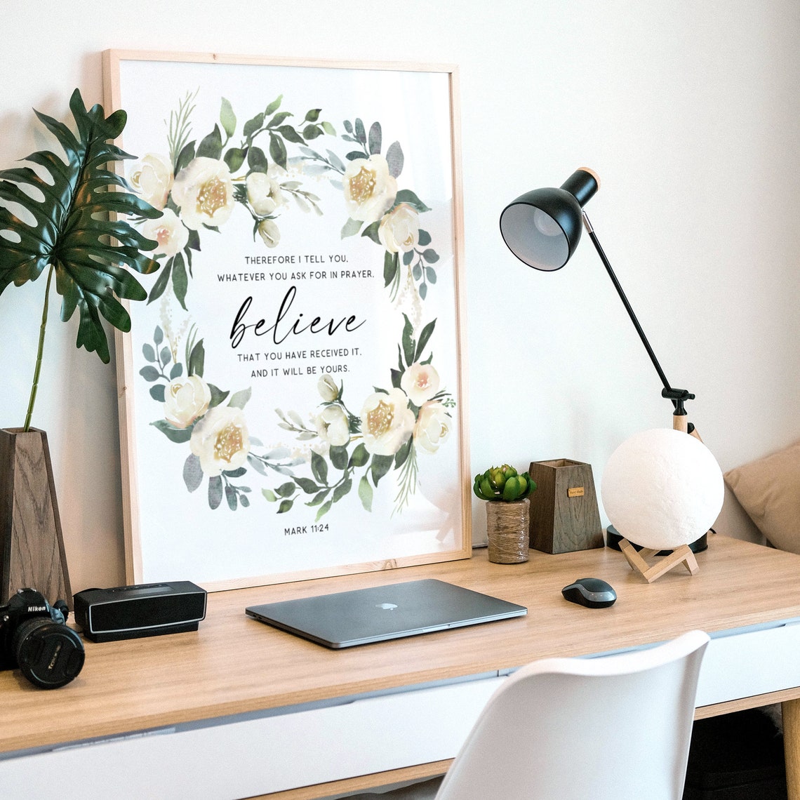 Mark 11:24 Bible Verse Wall Art Floral Christian Wall Art | Etsy