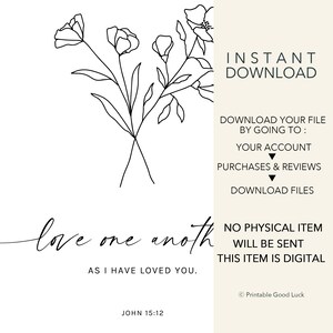 John 15:12 Bible Verse Wall Art Scripture Printable Modern Christian ...