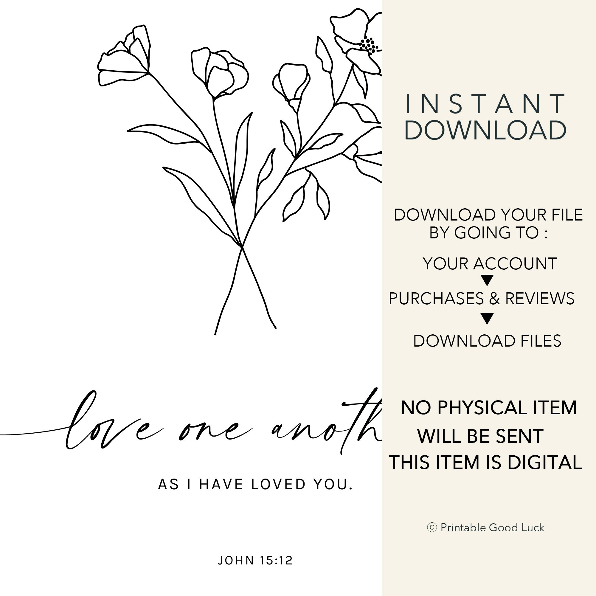 John 15:12 Bible Verse Wall Art Scripture Printable Modern | Etsy