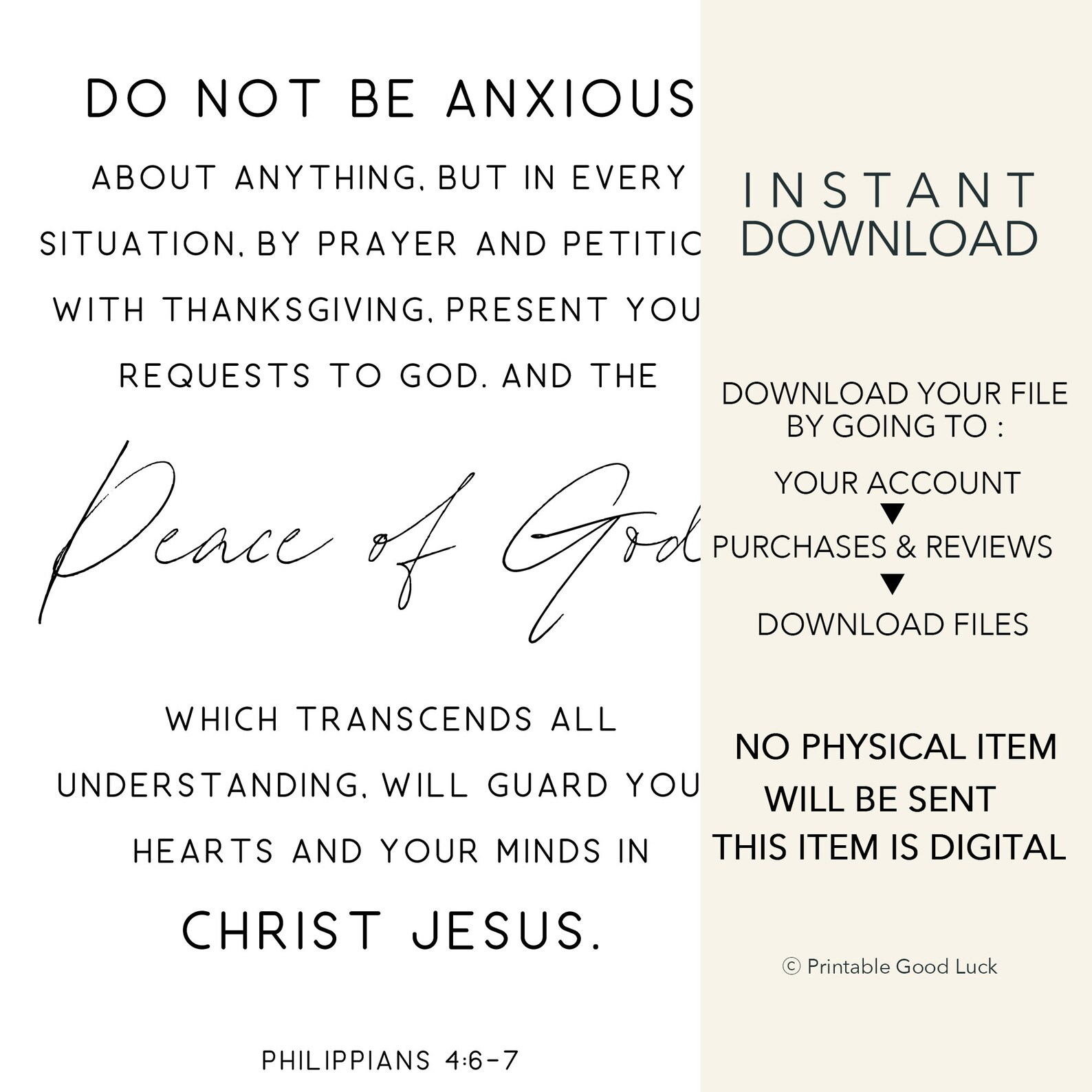 Philippians 4:6-7 Do Not Be Anxious Bible Verse Wall Art - Etsy
