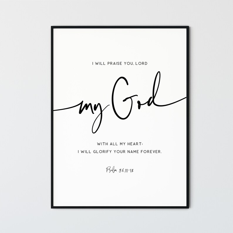 Psalm 86:11-12 Bible Verse Wall Art Set of 2 Prints Modern - Etsy