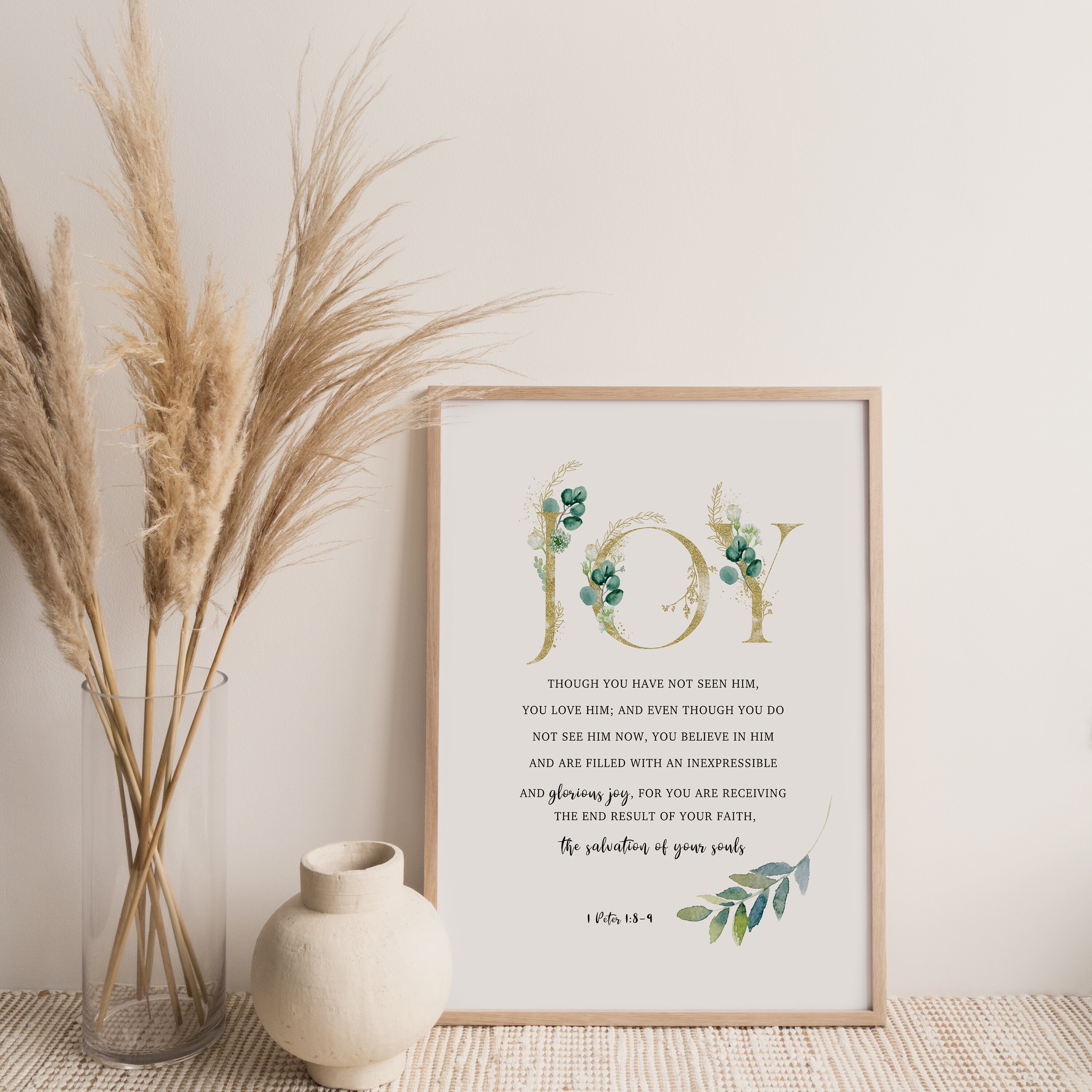 Bible Verse Wall Art, 1 Peter 1:8-9, Scripture Wall Art, Bible Verse ...