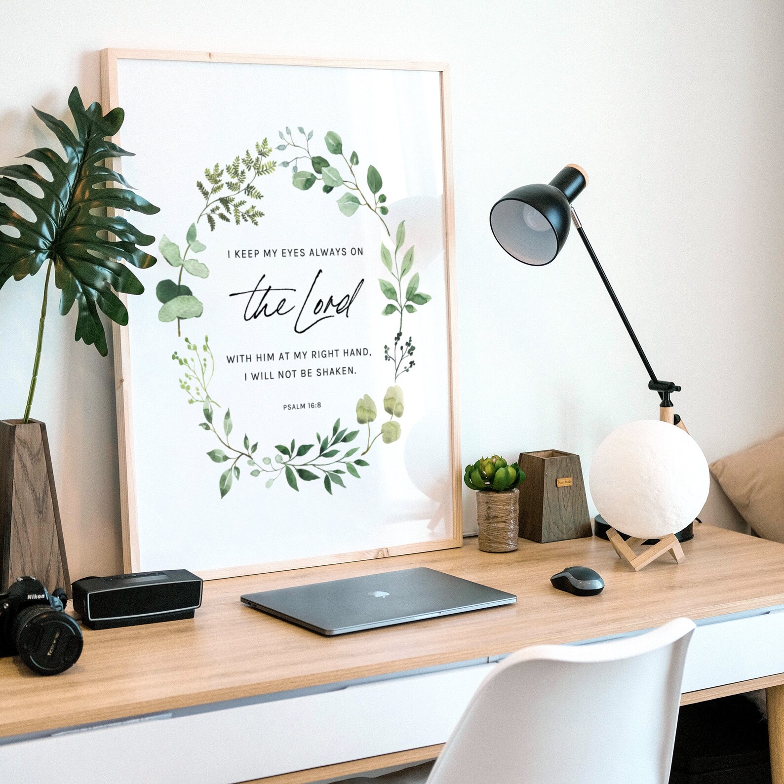 Psalm 16:8 Bible Verse Wall Art Printable Scripture Print Christian ...