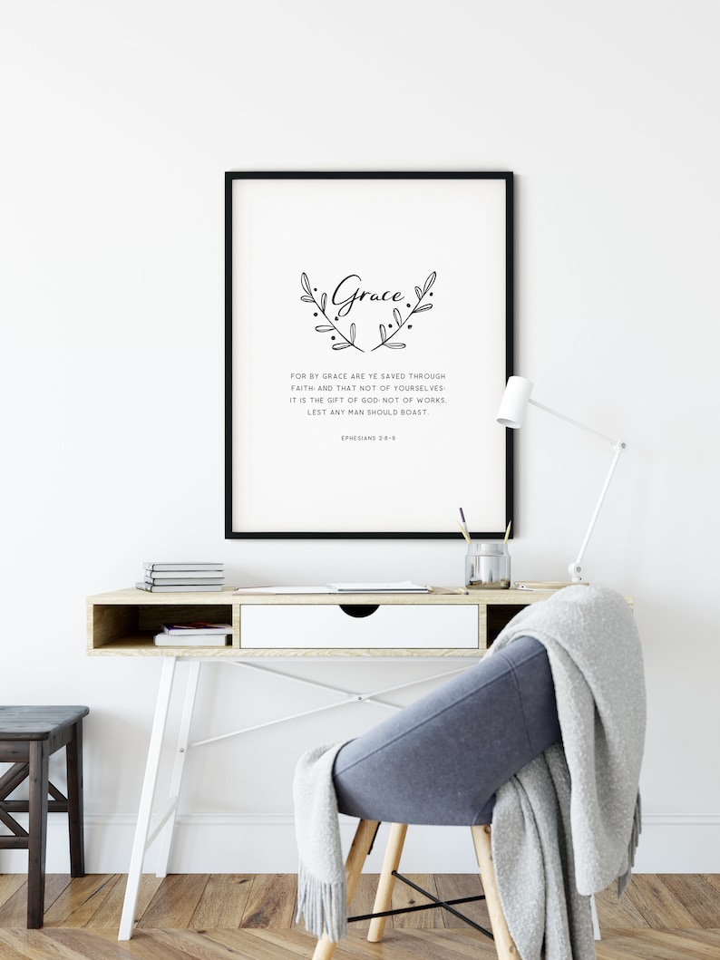 Ephesians 2:8-9 KJV Bible Verse Wall Art Modern Christian - Etsy