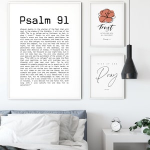 Psalm 91 Bible Verse Wall Art, Scripture Wall Art, Modern Typewriter ...