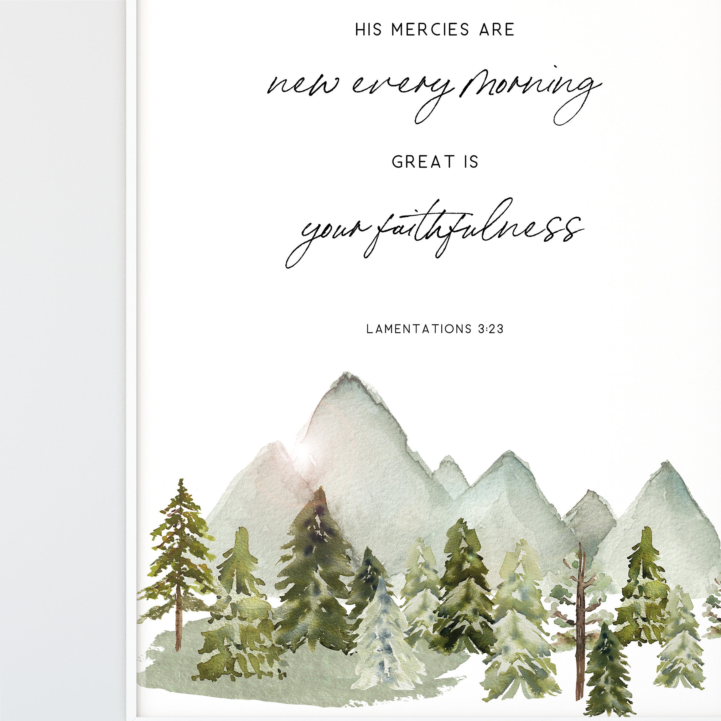 Lamentations 3:23 Christian Wall Art Printable Watercolor | Etsy