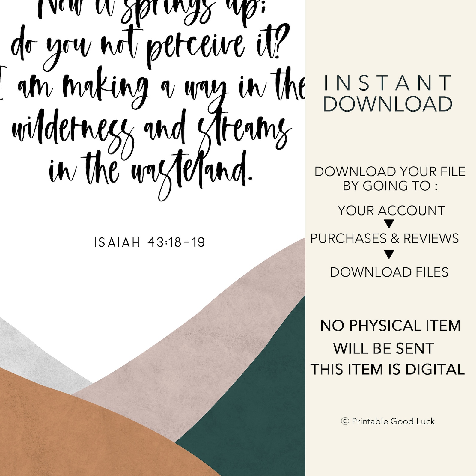 Isaiah 43:18-19 Bible Verse Wall Art Printable Christian Home | Etsy