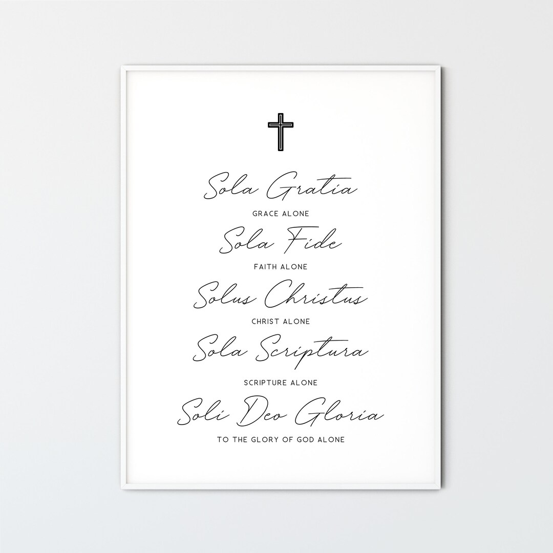 The 5 Solas Christian Printable Wall Art Print Modern Minimalist Home ...