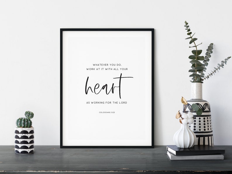 Colossians 3:23 Bible Verse Wall Art Office Scripture Bible Verse ...