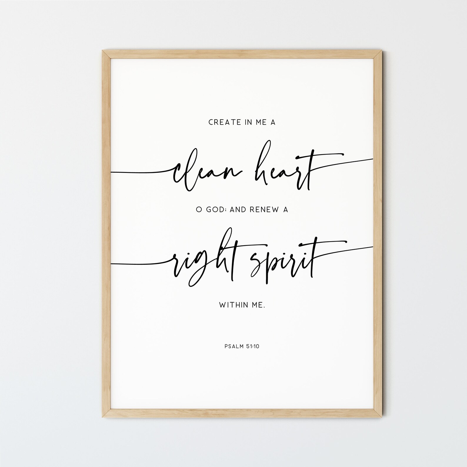 Psalm 51:10 Bible Verse Wall Art Printable Modern Christian - Etsy