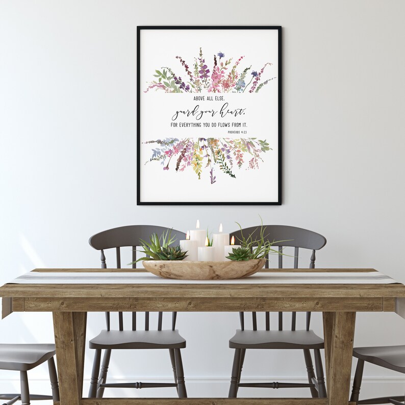 Proverbs 4:23 Guard Your Heart, Bible Verse Wall Art Christian ...
