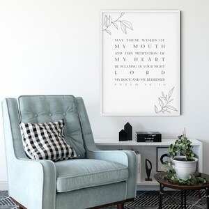 Psalm 19:14 Modern Bible Verse Wall Art Minimalist Christian Wall Decor ...