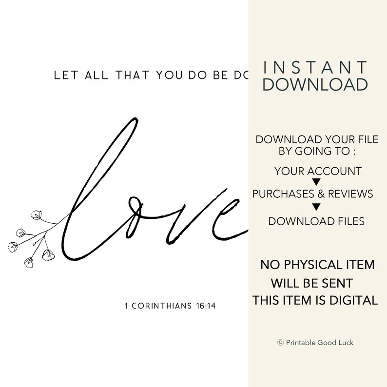 1 Corinthians 16:14 Bible Verse Wall Art Horizontal Scripture | Etsy