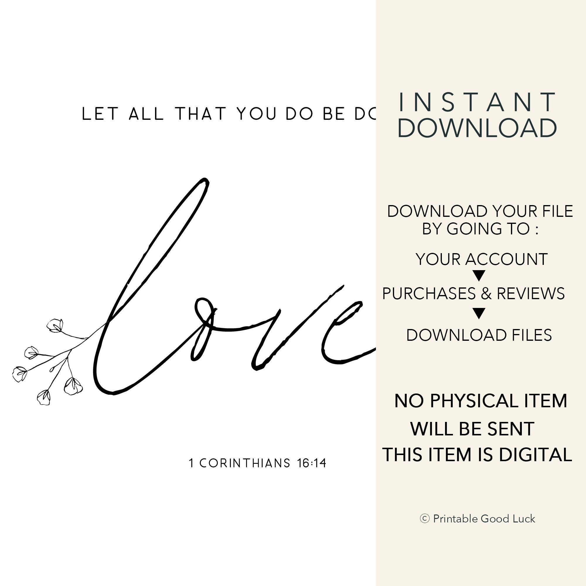 1 Corinthians 16:14 Bible Verse Wall Art Horizontal Scripture | Etsy