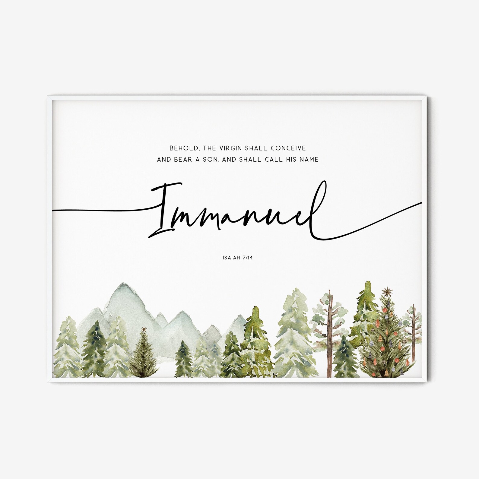 Isaiah 7:14 Christmas Christian Wall Art Horizontal Printable ...