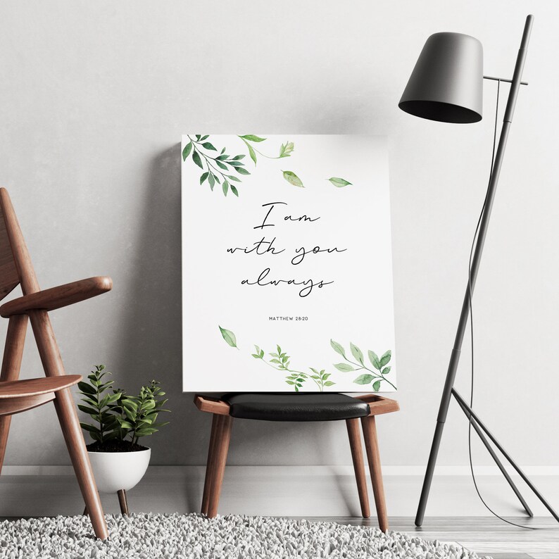 Matthew 28:20 Bible Verse Wall Art Scripture Wall Art Botanical ...