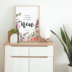 Revelation 21:5 Bible Verse Wall Art, New Year's Christian Wall Decor ...