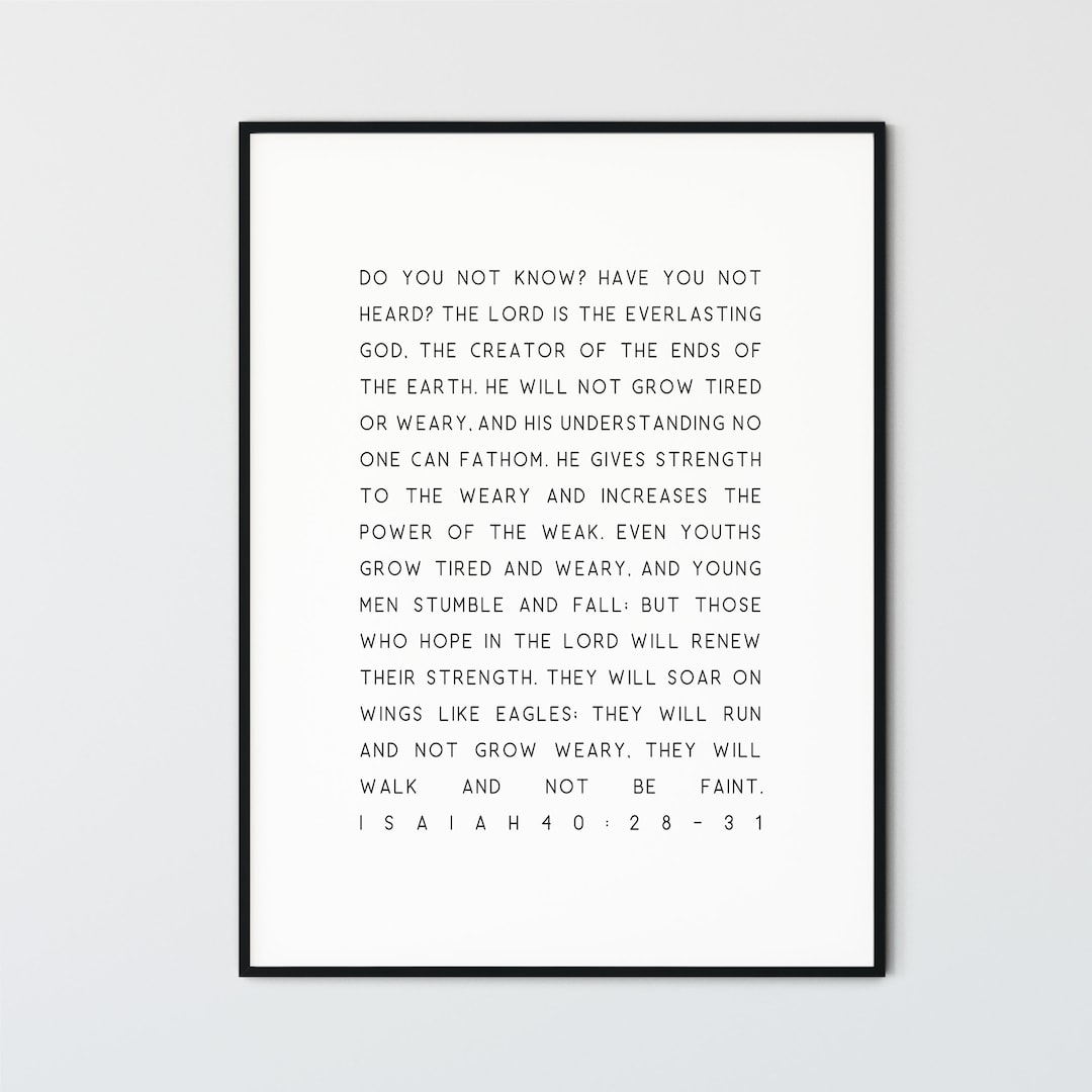 Isaiah 40:28-31 Bible Verse Poster Artwork, Christian Scripture Wall ...
