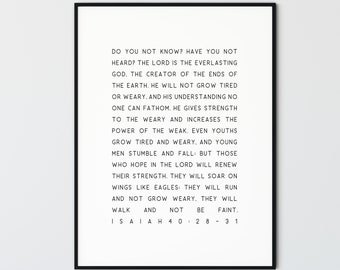 Isaiah 40:29-31 Bible Verse Wall Art Set of 2 Prints Modern Christian ...