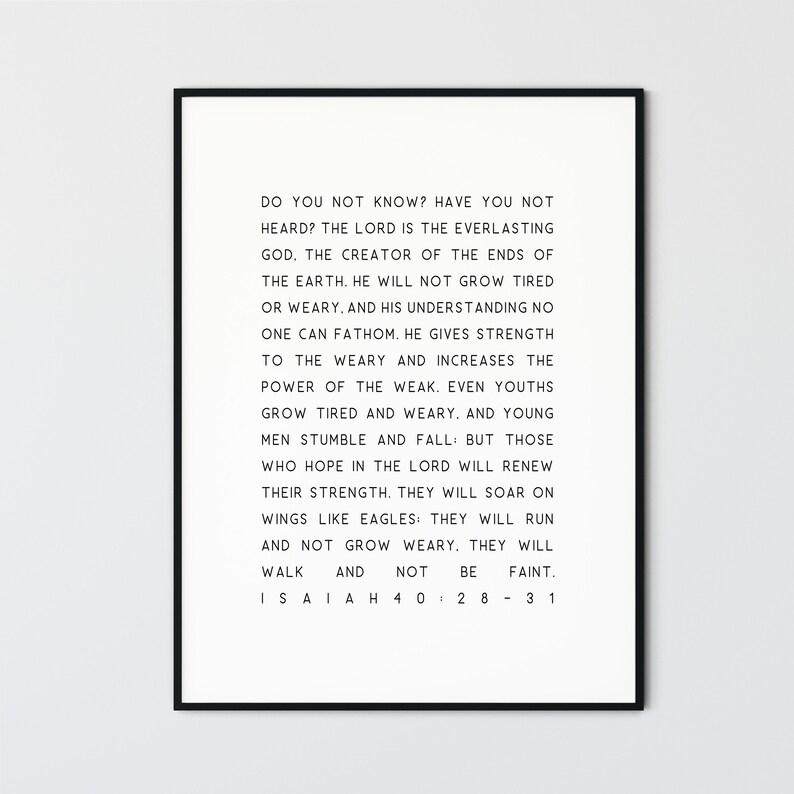 Isaiah 40:28-31 Bible Verse Poster Artwork Christian - Etsy