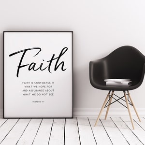 Hebrews 11:1 Faith Scripture Print, Bible Verse Quote Poster Wall Art ...