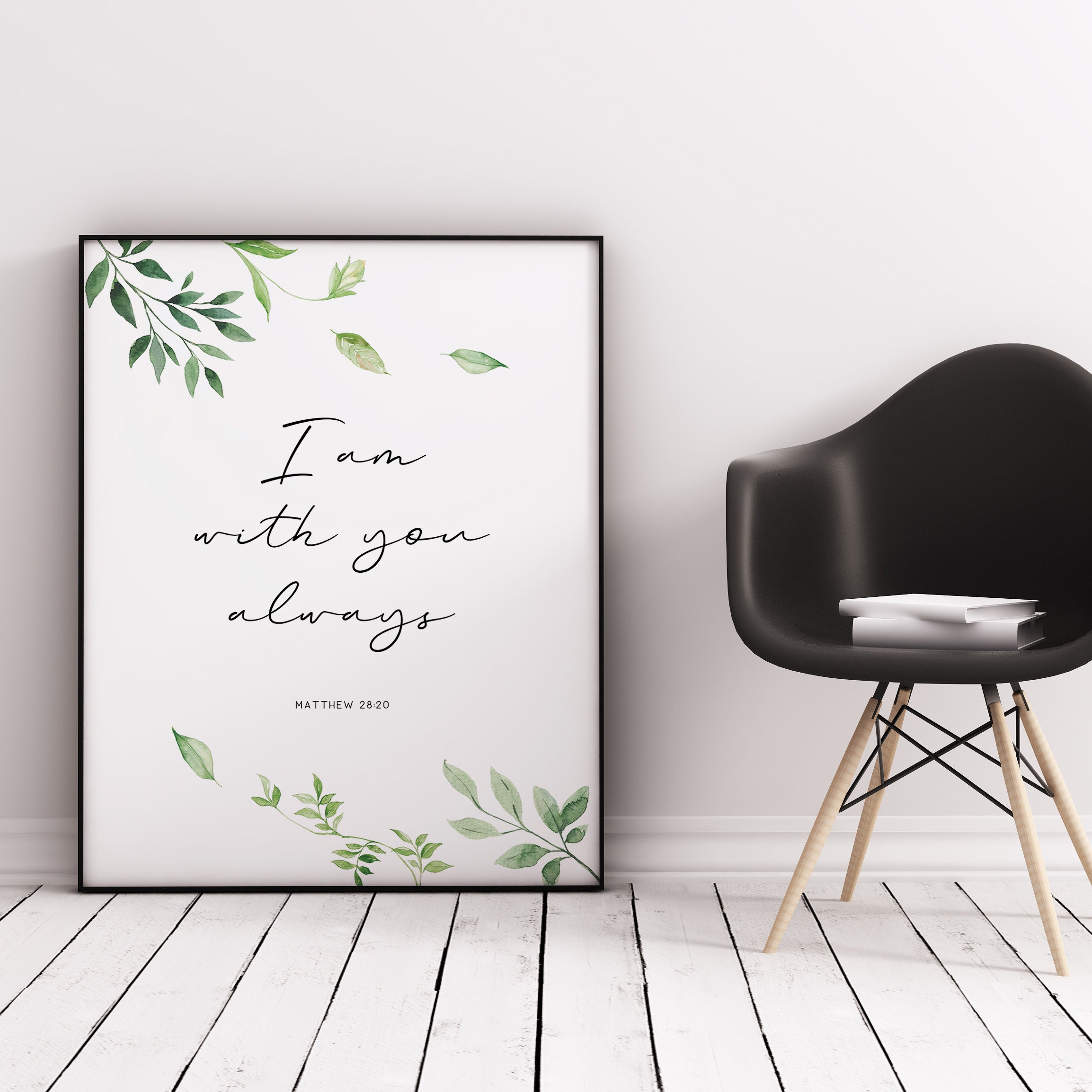 Matthew 28:20 Bible Verse Wall Art Scripture Wall Art Botanical ...
