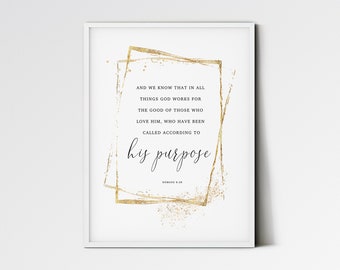 Romans 8:28 Bible Verse Wall Art Printable Floral Scripture - Etsy