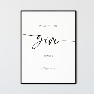 Give Thanks Bible Verse Wall Art Set of 2, Modern Scripture Quote ...