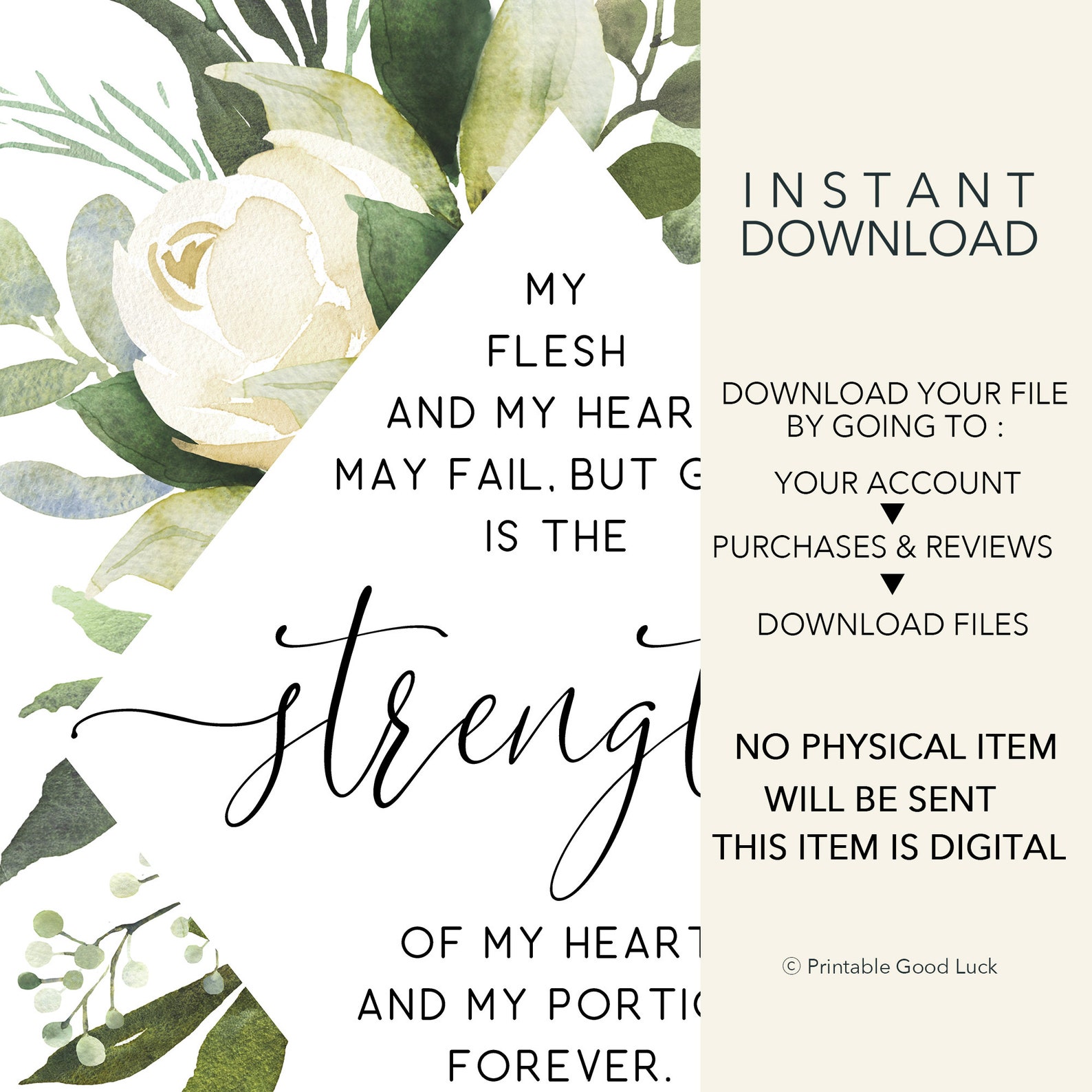 Psalm 73:26 Bible Verse Wall Art, Printable Scripture Prints, Christian ...
