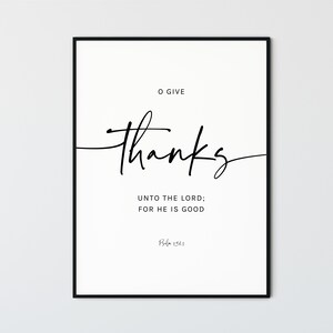 Give Thanks Bible Verse Wall Art Set of 2, Modern Scripture Quote ...