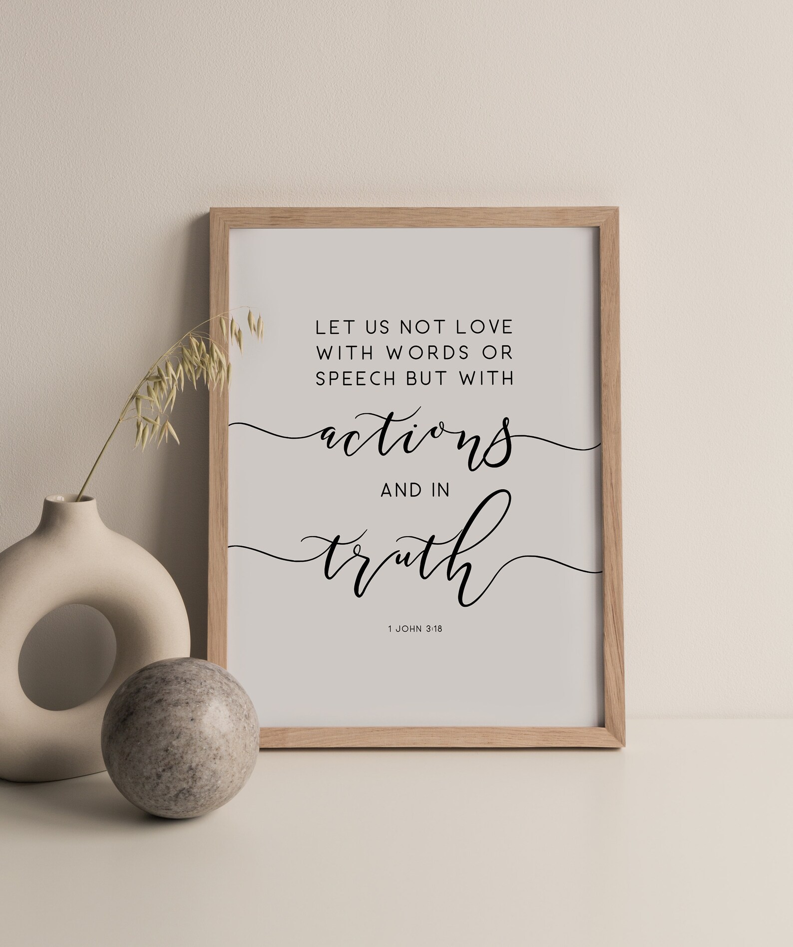 1 John 3:18, Bible Verse Wall Art Modern Christian Wall Art, Minimal ...