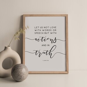 1 John 3:18, Bible Verse Wall Art Modern Christian Wall Art, Minimal ...