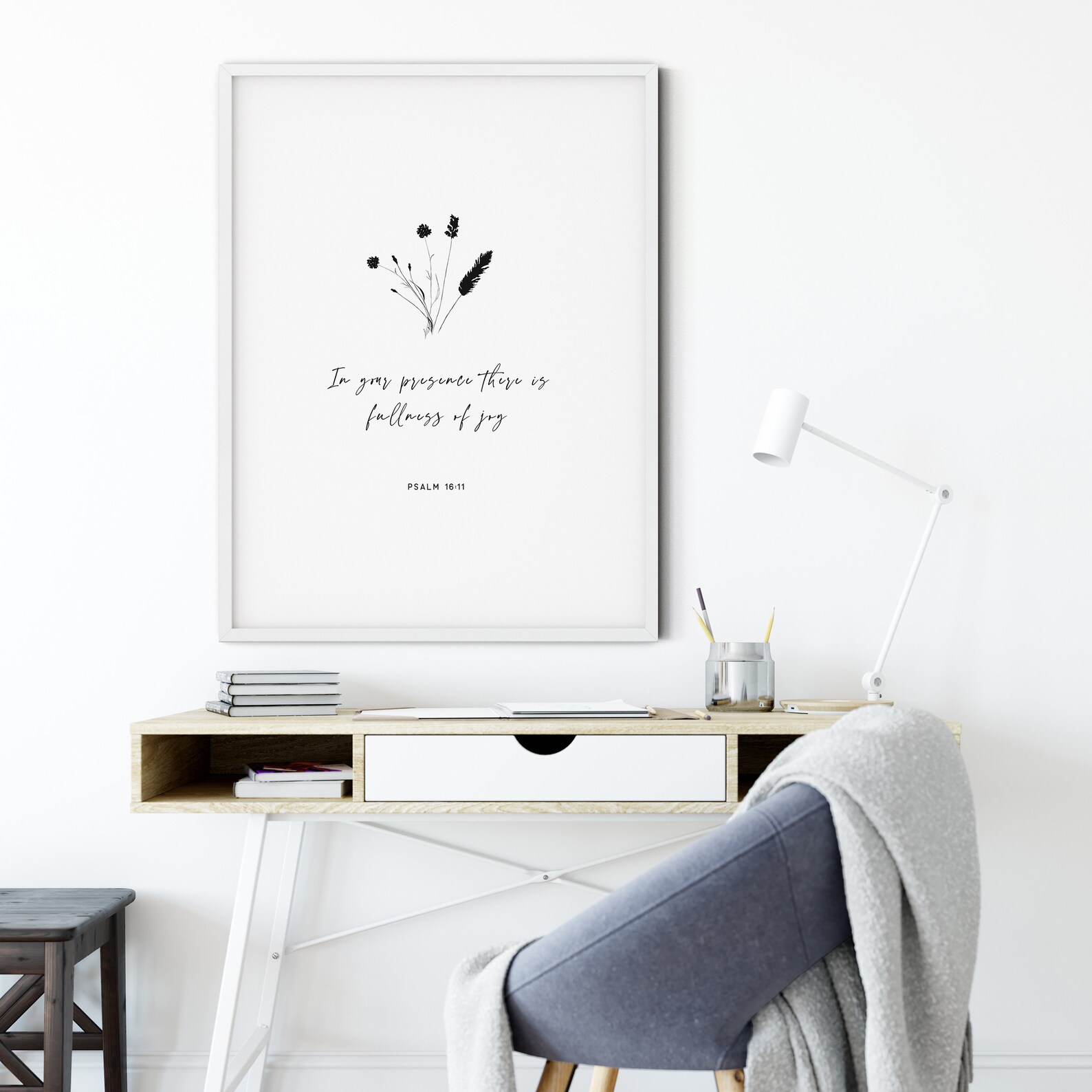 Bible Verse Wall Art Psalm 16:11, Minimal Christian Art, Christian Wall ...