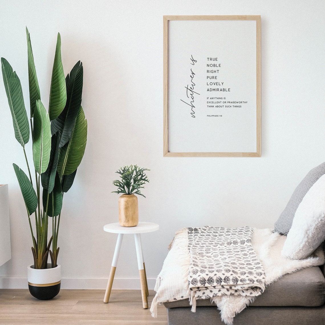 Philippians 4:8 Bible Verse Wall Art Print Baptism Gift Modern | Etsy