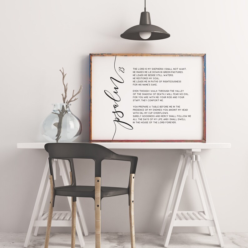Psalm 23 Horizontal Bible Verse Wall Art Printable Scripture | Etsy