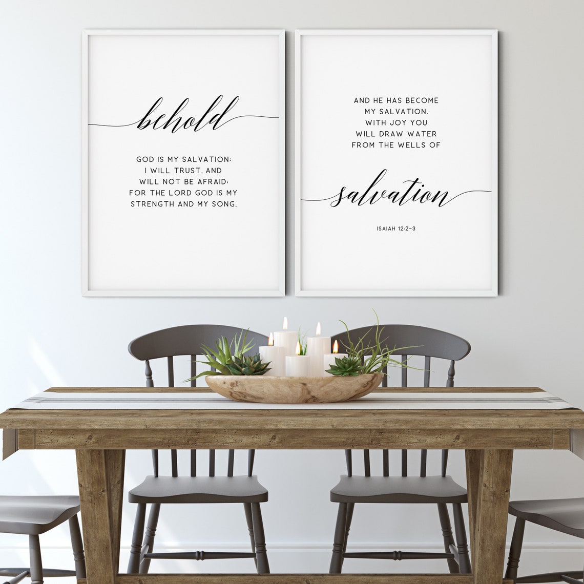 Isaiah 12:2-3 Bible Verse Wall Art Set of 2 Prints Modern | Etsy