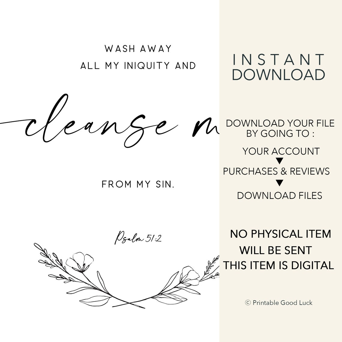 Psalm 51:7 Bible Verse Wall Art Scripture Bathroom Wall Art Decor Set ...