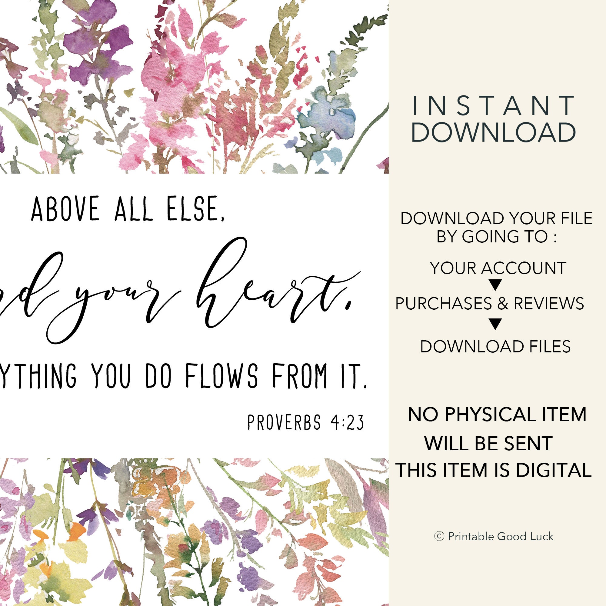 Proverbs 4:23 Guard Your Heart Bible Verse Wall Art Christian | Etsy