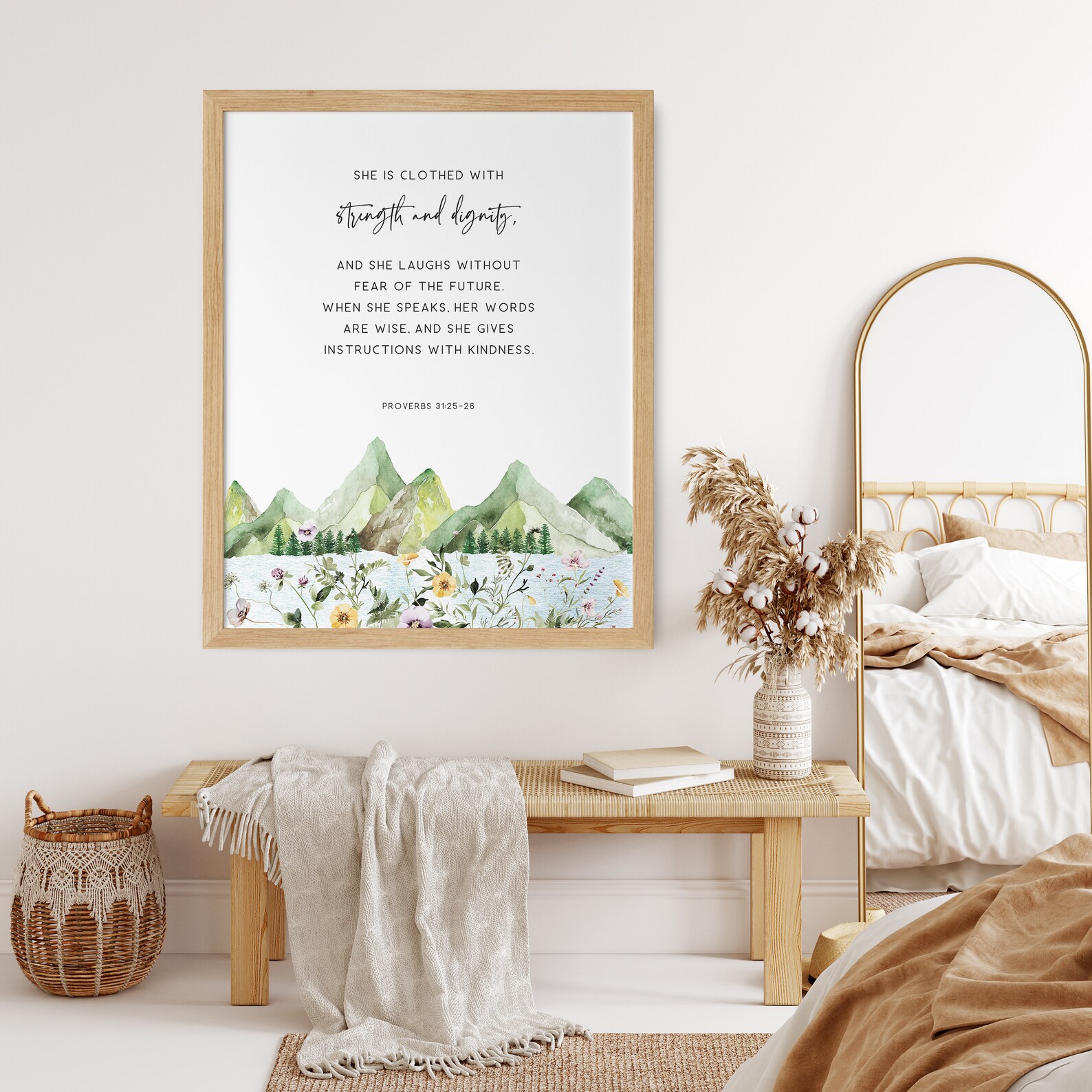 Proverbs 31:25-26 Bible Verse Wall Art Printable Scripture - Etsy