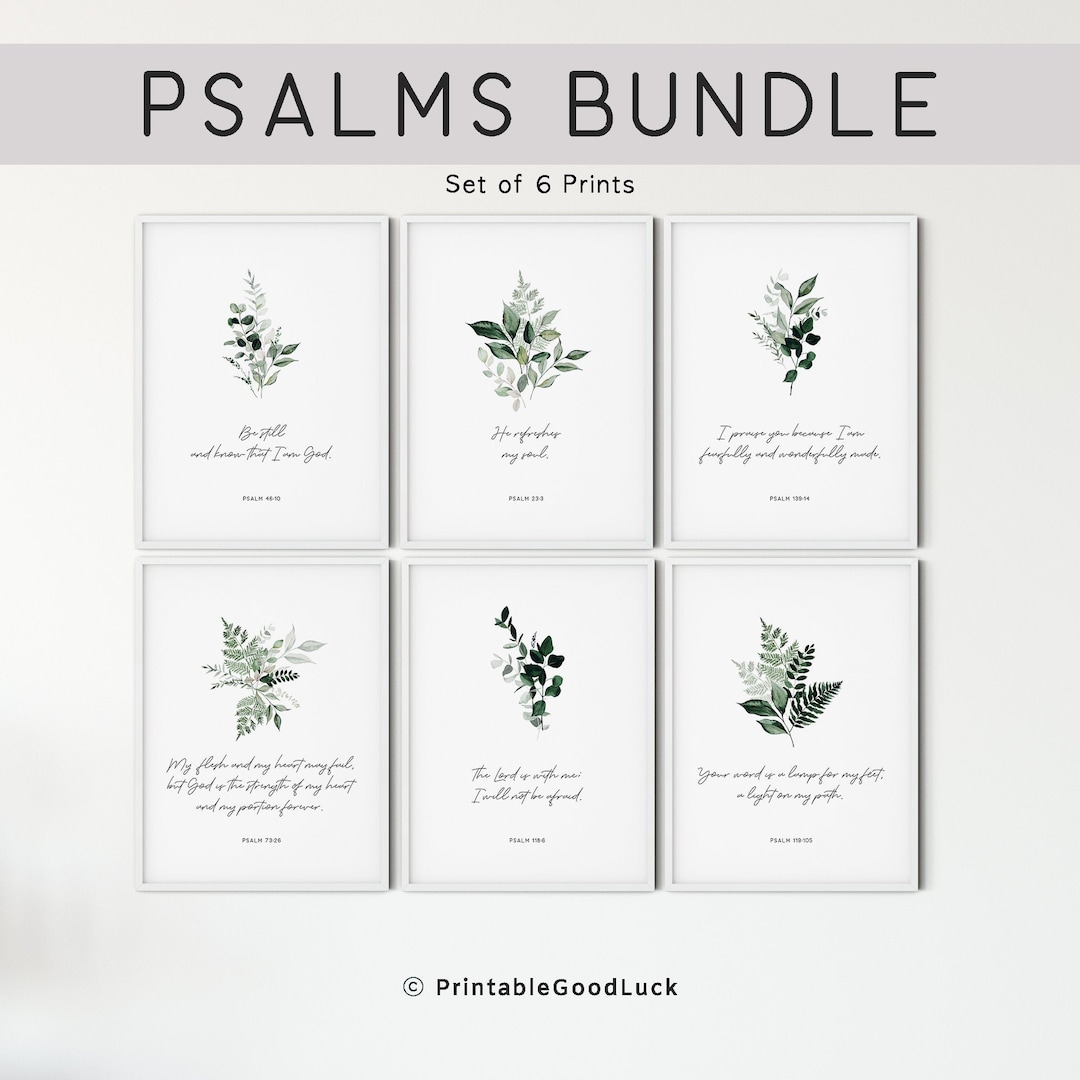 Psalms Bundle | Bible Verse Wall Art Set of 6 | Scripture Wall Art ...