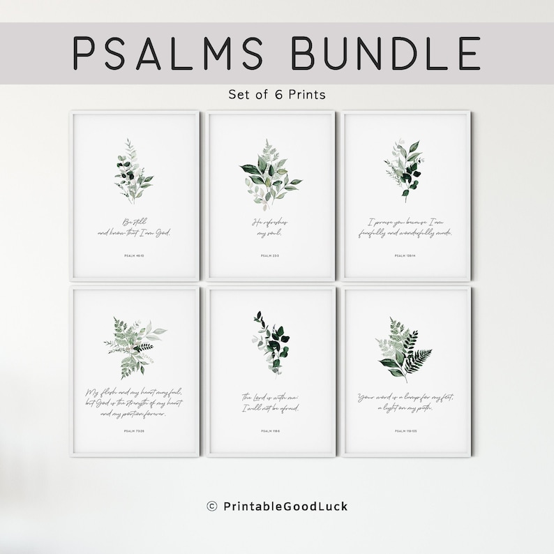 Psalms Bundle Bible Verse Wall Art Set of 6 Scripture Wall - Etsy